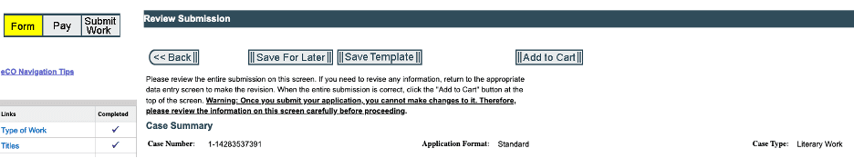 Applying for a Copyright Online
